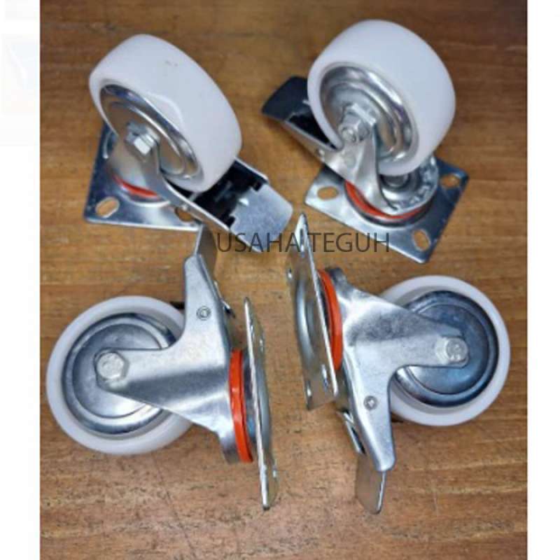 Jual Roda Nilon Putih Hidup Rem 3 Inchi Nylon Castor 3 Trolley Troli ...