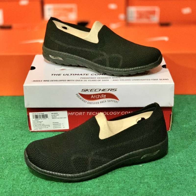 Jual [ori] Sepatu Slip On Wanita Skechers Arch Fit Flex 100342/bbk Di ...