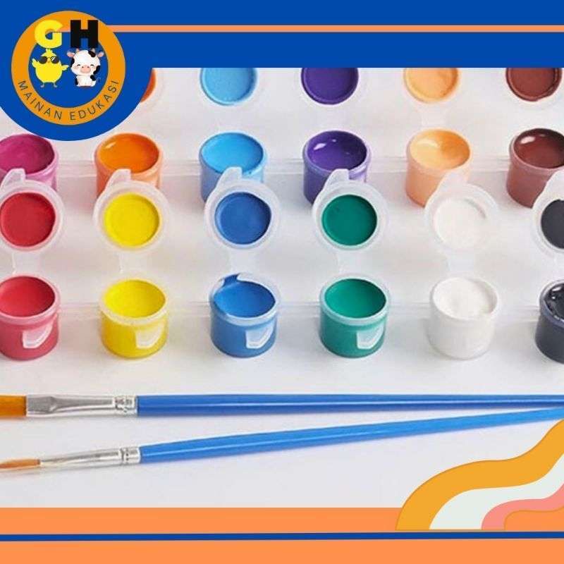 Jual Cat Akrilik Lukis 12 Warna 3ml + FREE 2 Kuas Melukis - 6warna di ...