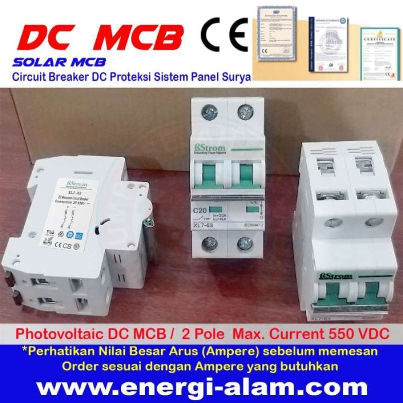Promo Dc Solar Mcb Mini Circuit Breaker 20a / 2p Pv Panel Surya Max ...