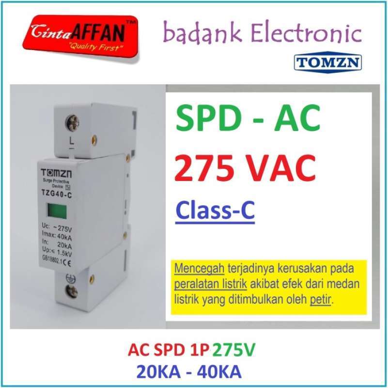 Promo AC SPD 1P 275V 20-40KA CLASS C PENGAMAN PETIR SURGE ARRESTER AC ...