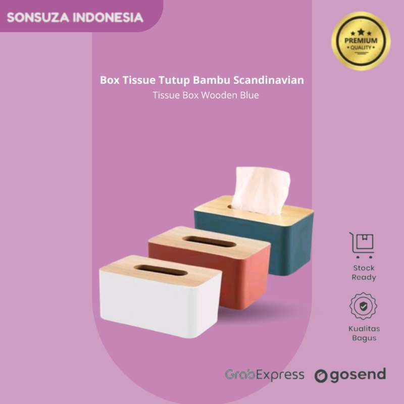 Jual Tempat Kotak Tisu Box Tissue Tutup Bambu Model Scandinavian ...