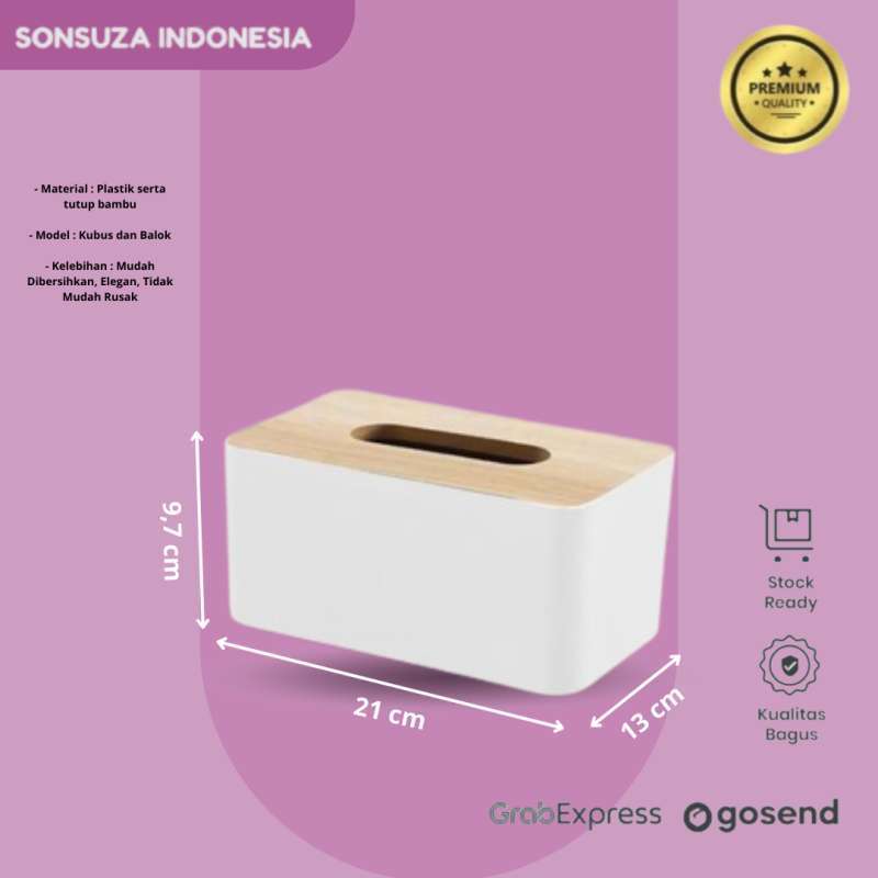 Jual Tempat Kotak Tisu Box Tissue Tutup Bambu Model Scandinavian ...
