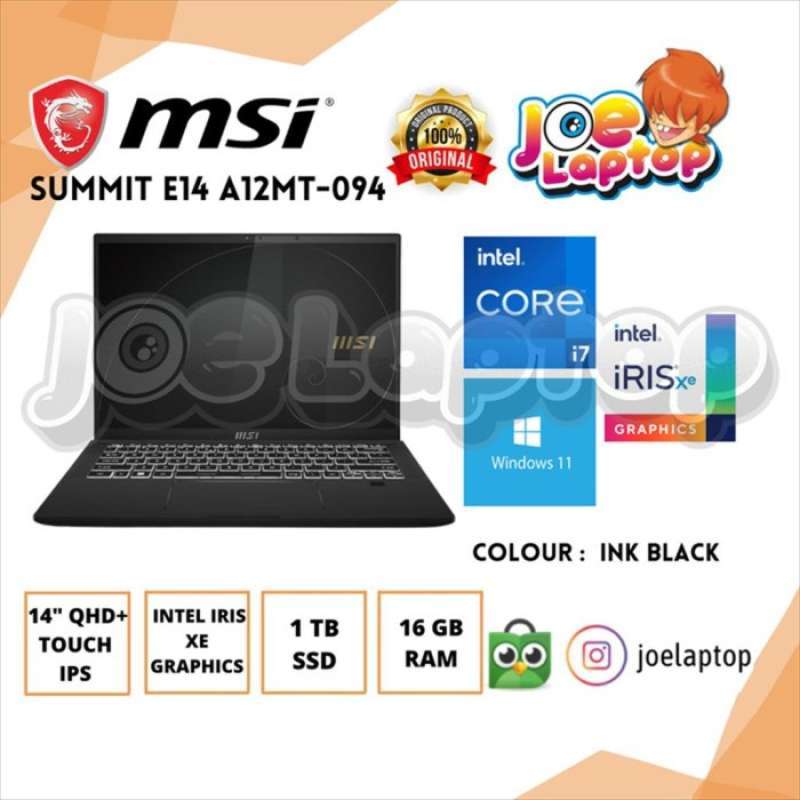 Jual MSI Summit E14 A12MT-094 Ink Black i7 1280P Win11 di Seller JOE ...