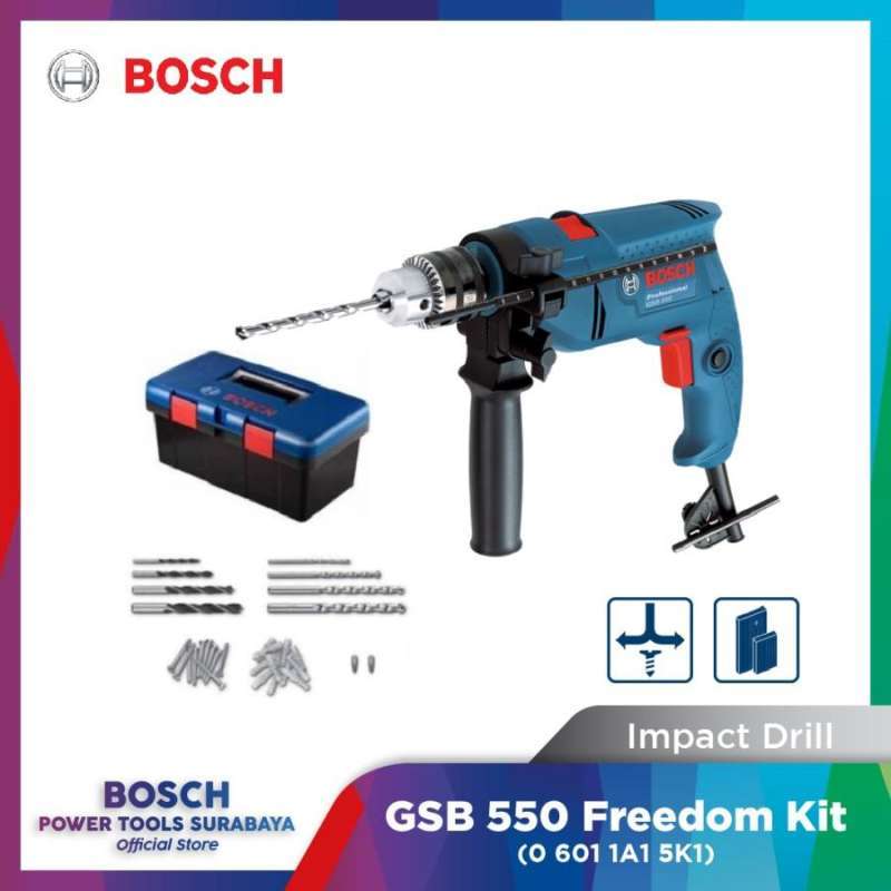 Jual Bosch GSB 550 Freedom Kit Mesin Bor Tembok Kayu Besi 13mm Impact ...