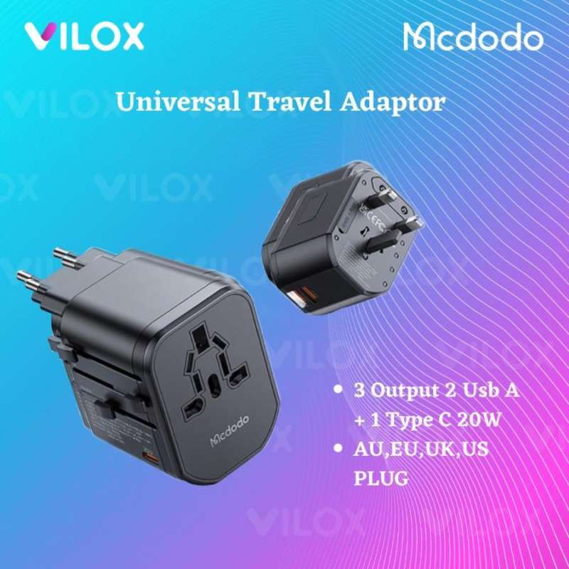 Jual Mcdodo Universal Travel Adapter Fast Charger Usb + Type C 20w 3 ...