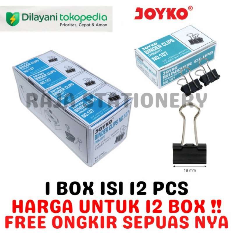 Jual Joyko Binder Clip 107 Kecil 19mm Klip Kertas Joyko No.107 [12box] Di Seller Supermart ...