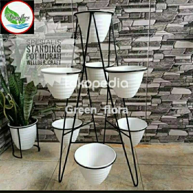 Promo STANDING RAK POT 7 LUBANG/RAK POT BUNGA BESI/RAK POT BUNGA ...