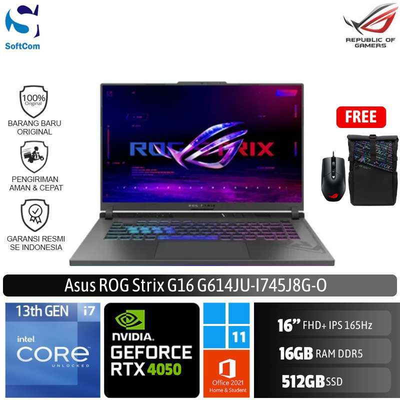 Promo Asus ROG Strix G16 G614JU I745J8G Laptop Gaming [i7 13650HX/16GB ...