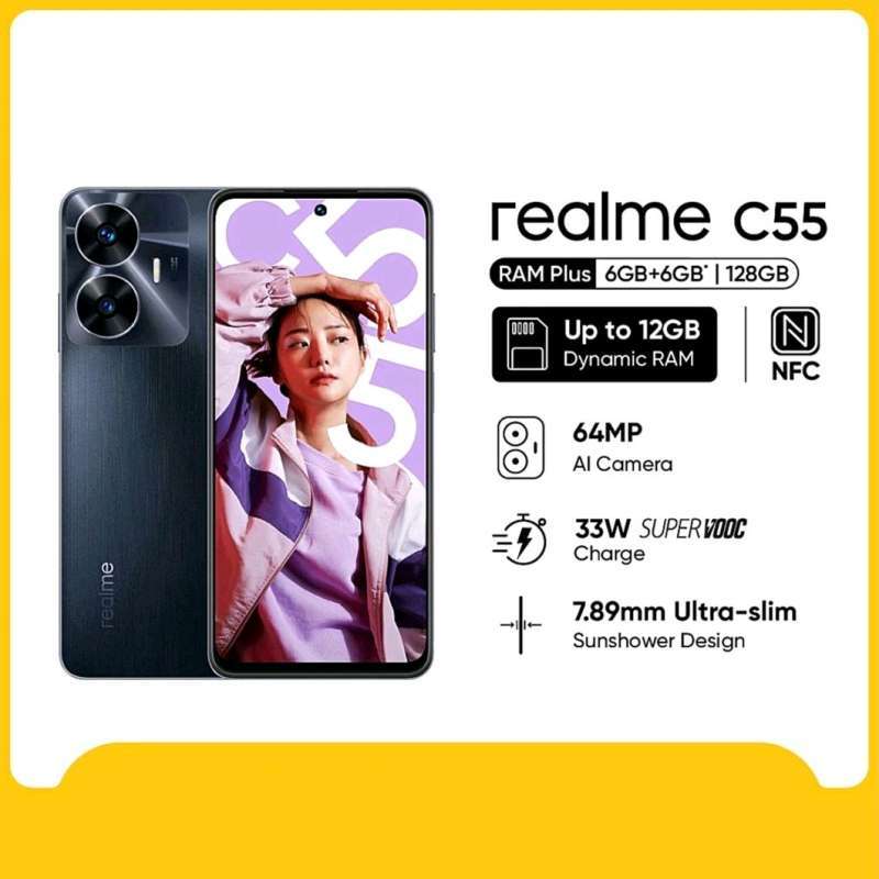 Jual Realme C55 6GB + 6GB | 128GB (64MP AI Camera) | 33W SUPERVOOC Charge - Black di Seller ...