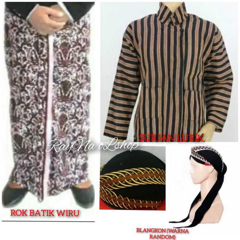 Promo SETELAN BAJU LURIK JAWA PRIA | SURJAN LURIK + BLANGKON SLIWIR + ROK BATIK WIRU INSTAN ...