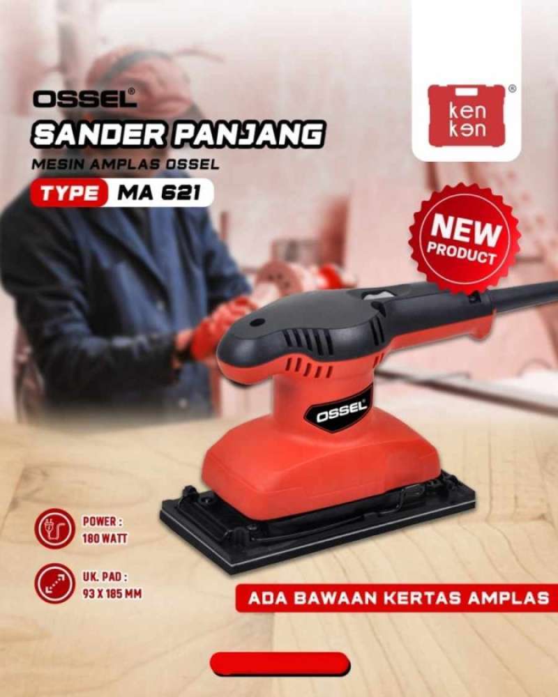 Promo OSSEL Mesin Sander Amplas Kayu Panjang Finishing Sander MA621 ...