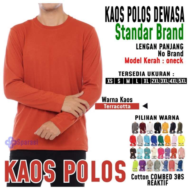 Jual baju kaos polos tangan lengan panjang pria laki warna terracotta ... Jual baju kaos polos tangan lengan panjang pria laki warna terracotta ...