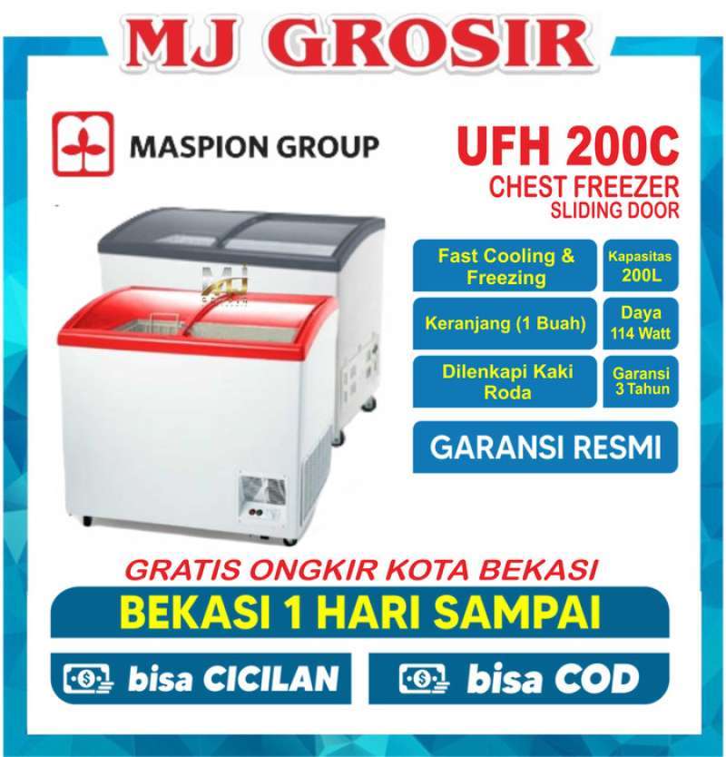 Promo MASPION UFH 200 C CHEST FREEZER BOX 200 LITER LEMARI PEMBEKU ...