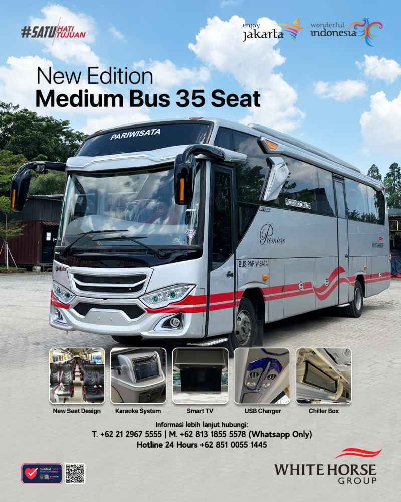 Jual White Horse Deluxe Coach Premiere Medium Rental Bus [35 Seat ...