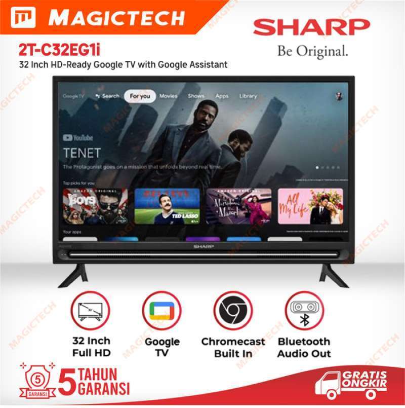 Jual TV LED SHARP 32 Inch / 32 2T-C32EG1i / 32EG1i SMART GOOGLE TV HD di Seller MAGICTECH - JET ...