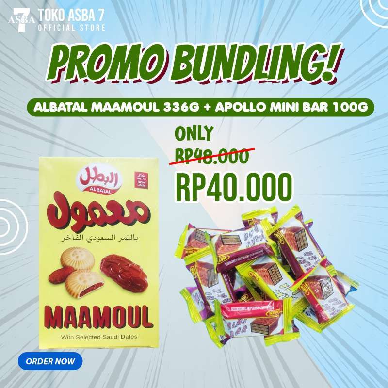 Jual ALBATAL MAAMOUL SAUDI DATES 336G + APOLLO MINI CHOCOLATE WAFER ...