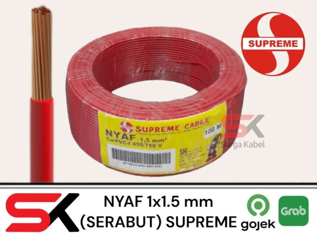 Promo KABEL SUPREME NYAF 1x1.5 mm SUPREME Diskon 23% di Seller Rhmd ...