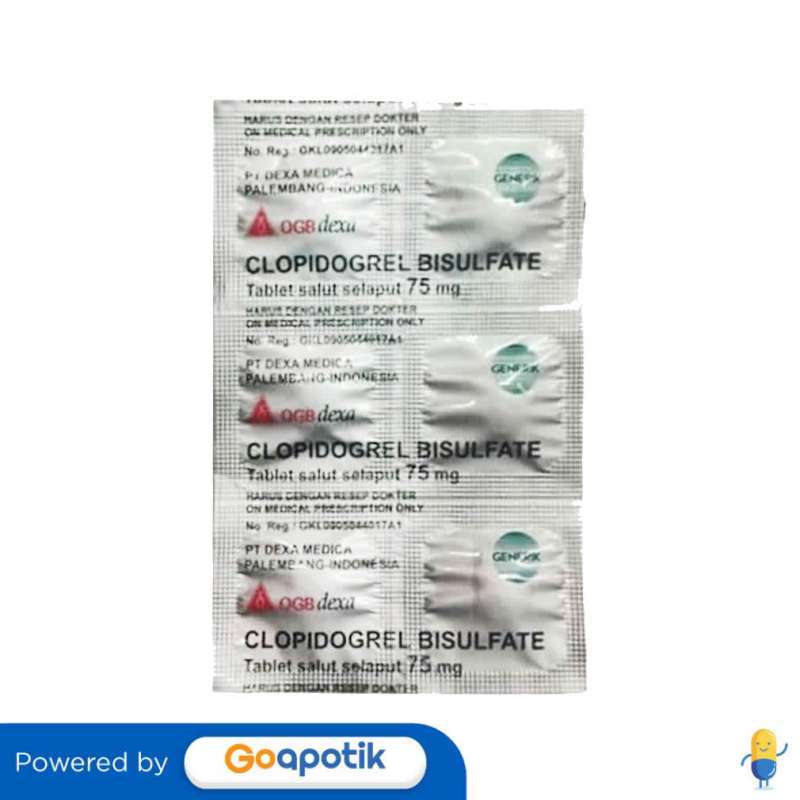 Jual CLOPIDOGREL OGB DEXA MEDICA 75 MG STRIP 6 TABLET di Seller Apotek ...