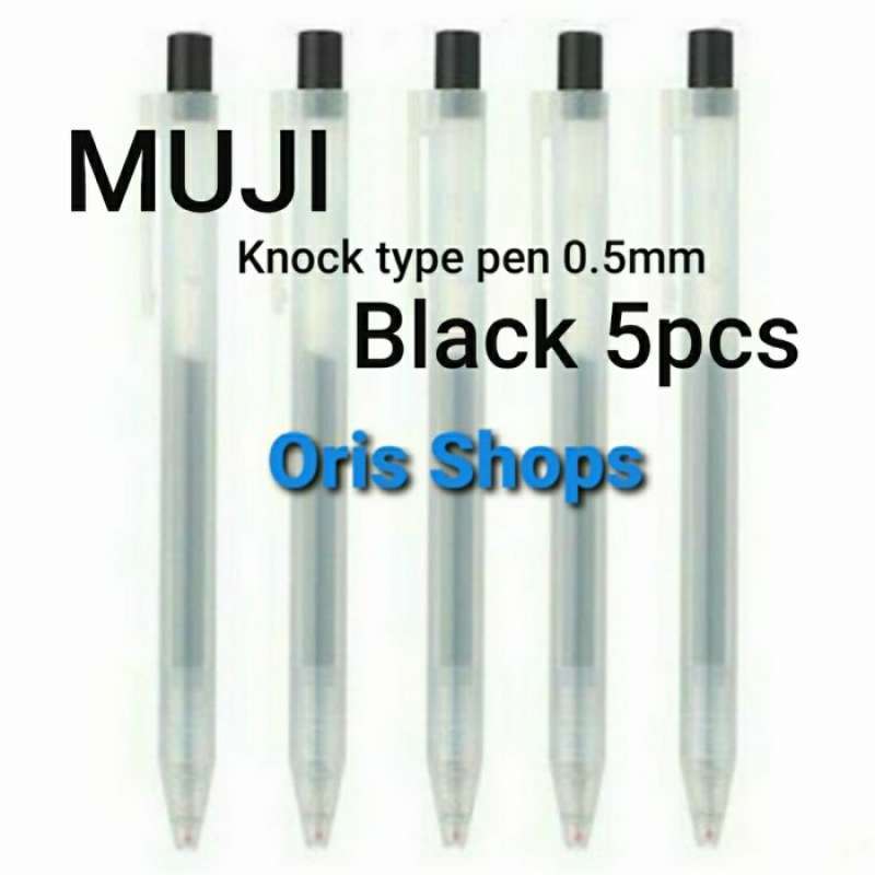 Jual muji - smooth gel ink ballpoint pen knock 0.5mm black || pulpen ...