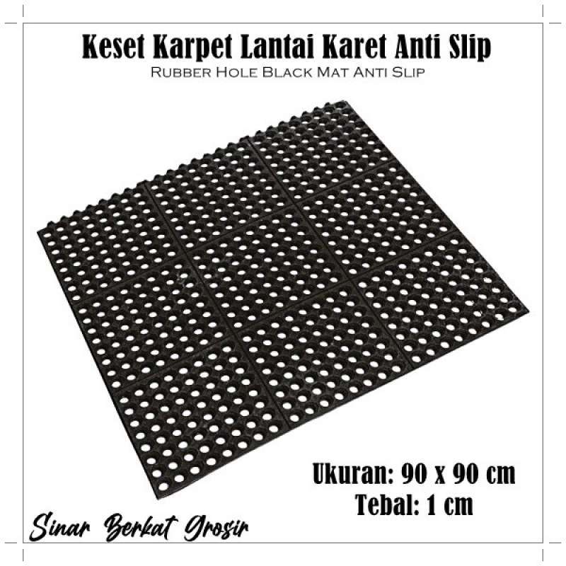 Promo New Keset Karpet Lantai Hitam Tebal Anti Licin / Rubber Hole Mat ...