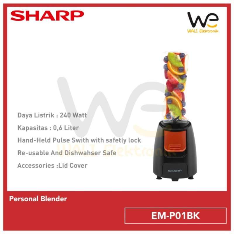 Promo New Sharp Mini Hand Blender 0.6 Liter Em-P01-Bk / Portable ...