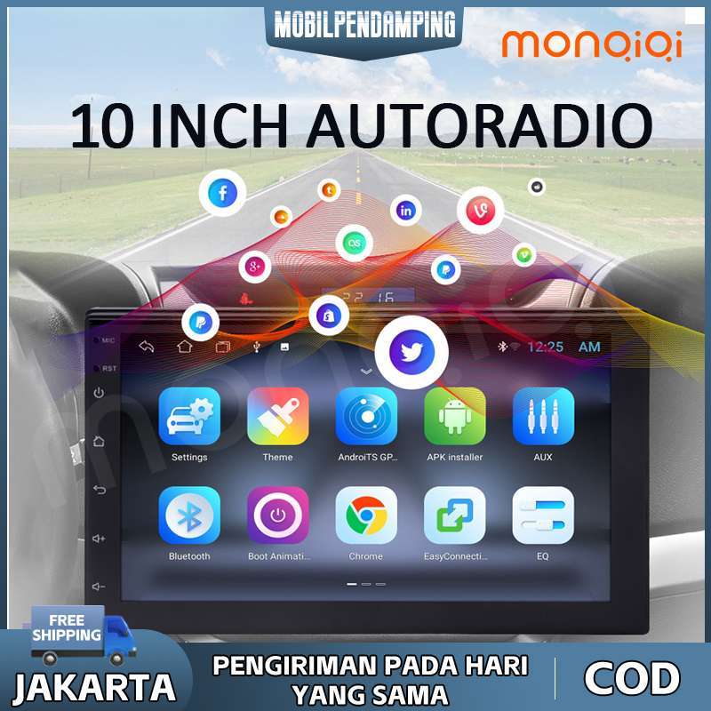 Promo 10 Inci Android 11 Radio Stereo Mobil 2GB RAM 32GB ROM Bluetooth WiFi GPS Head Unit In ...