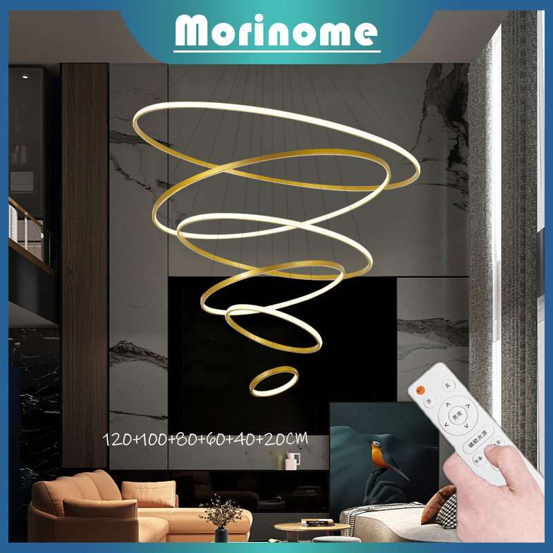 Promo Lampu Gantung Ring Modern Minimalis GOLD 6 Ring 7 Ring 120CM LED ...