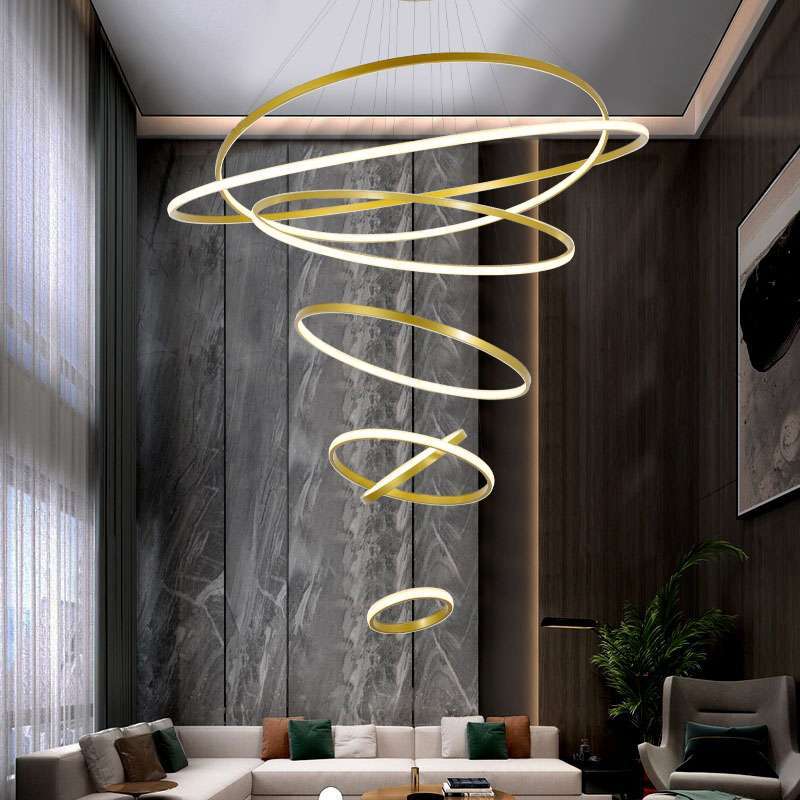 Promo Lampu Gantung Ring Modern Minimalis GOLD 6 Ring 7 Ring 120CM LED ...
