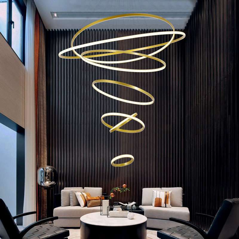 Promo Lampu Gantung Ring Modern Minimalis GOLD 6 Ring 7 Ring 120CM LED ...