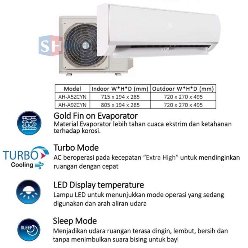 Jual AC SHARP 1/2 PK AH-A5ZCYN / 5ZCY GOLD FIN NEW 2022 GARANSI RESMI ...