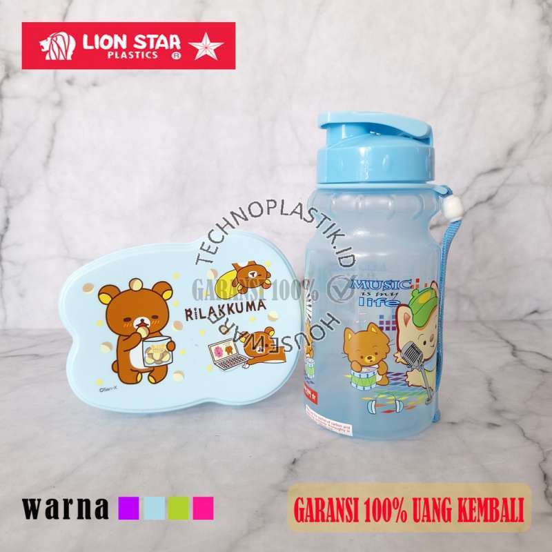 Jual LION STAR Paket Hemat Woody Lunch Box Sealware Dan Mecano Bottle Rilakkuma 0.5L di Seller ...