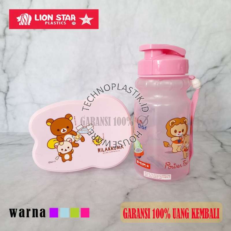 Jual LION STAR Paket Hemat Woody Lunch Box Sealware Dan Mecano Bottle Rilakkuma 0.5L - Merah ...