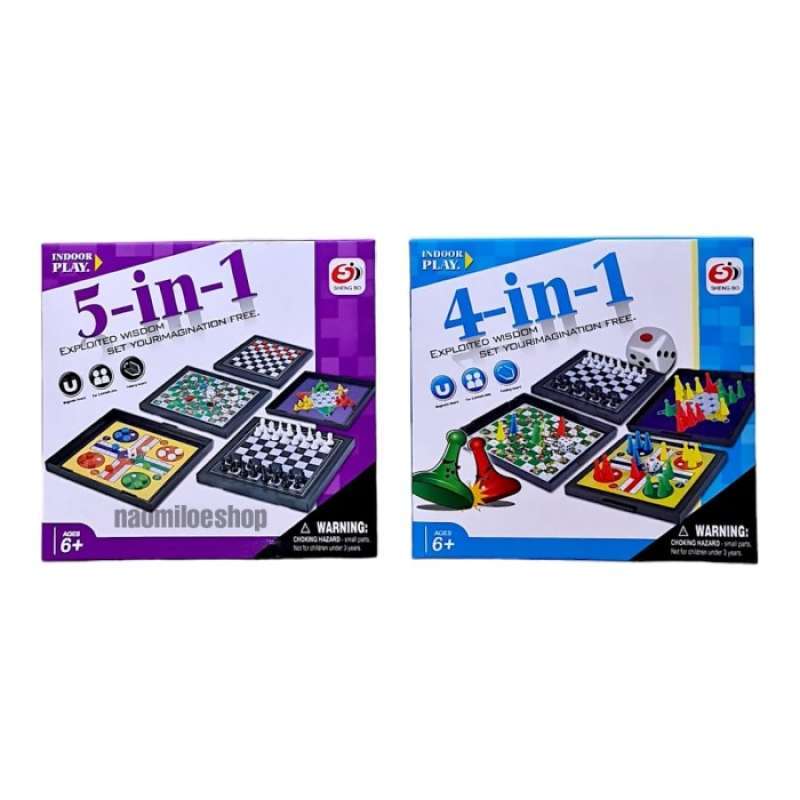Jual 5in1 board games magnetic mainan papan catur game ludo di Seller ...