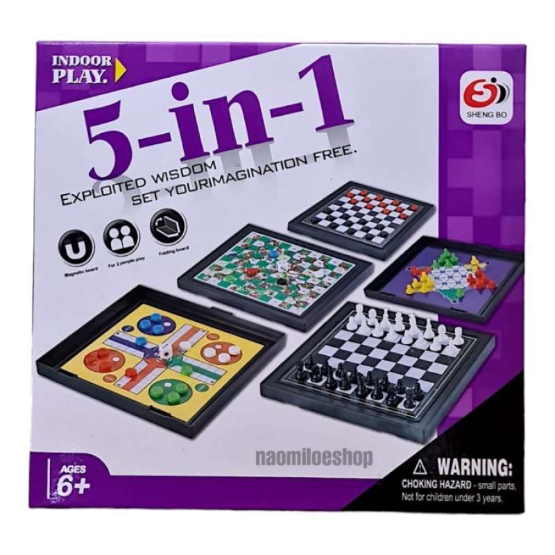 Jual 5in1 board games magnetic mainan papan catur game ludo di Seller ...