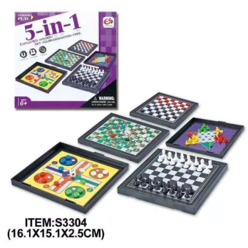 Jual 5in1 board games magnetic mainan papan catur game ludo di Seller ...