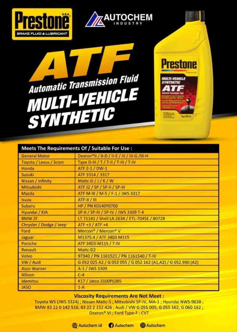 Jual PRESTONE Oli Matic Toyota Innova Reborn Fortuner Matik ATF MV ...