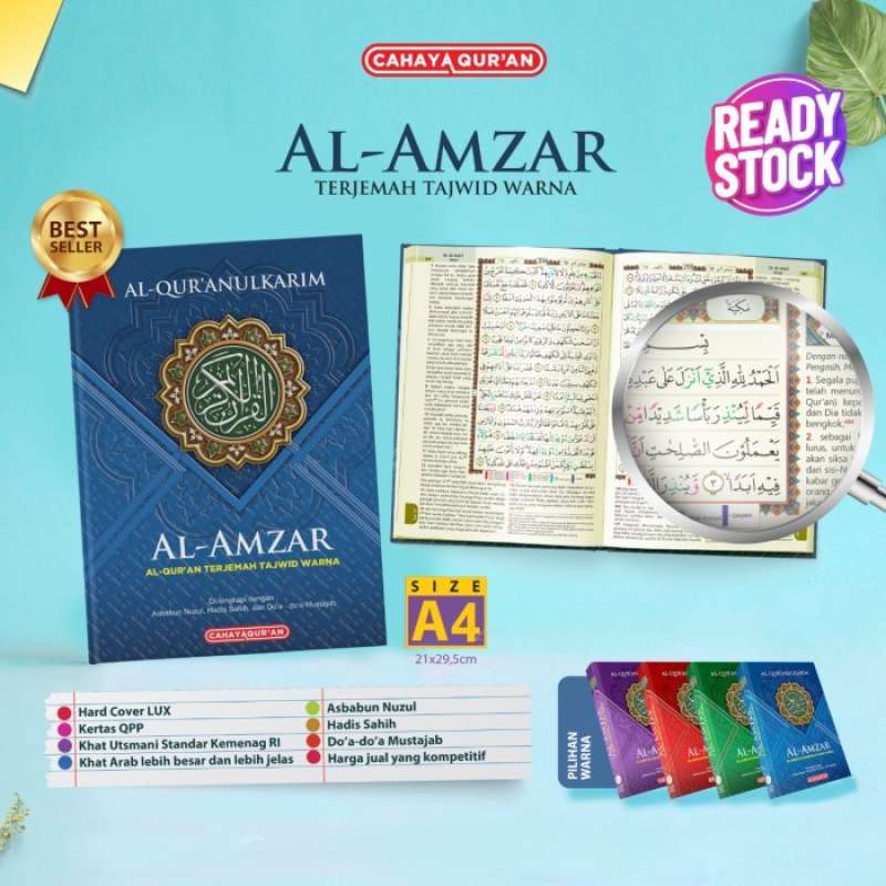 Jual Alquran Al-Amzar Terjemah Tajwid Warna Uk BESAR A4 Al-Quran Alamzar - Merah di Seller ...