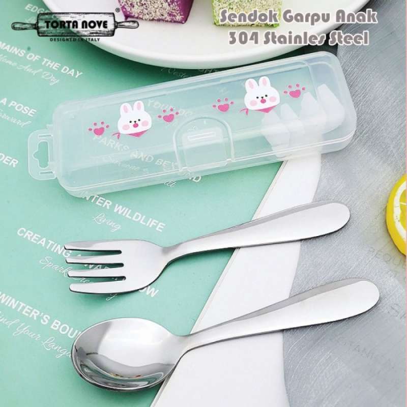 Jual Sendok garpu set mini anak SD TK korea travel size kotak 304 ...