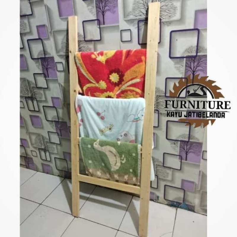 Promo ladder hanger / rak tangga kayu / rak sajadah kayu jati belanda ...