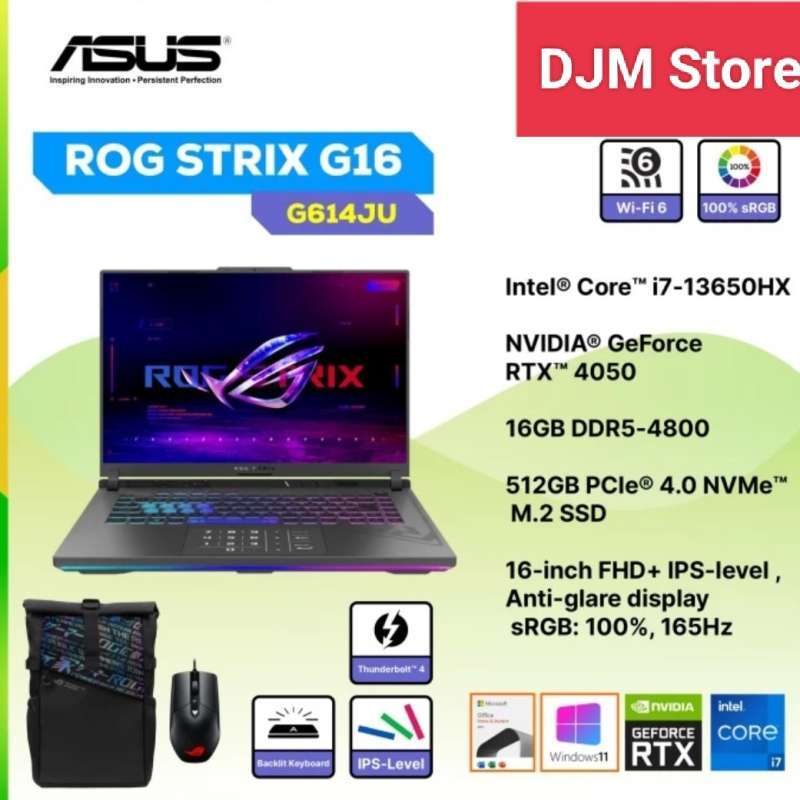 Promo ASUS ROG STRIX G16 G614J I7 1365HX 16GB 512GB/1TB RTX 4050 6GB ...