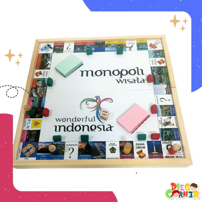 Jual Mainan Anak Permainan Papan Keluarga Monopoli Kayu Wisata Board ...