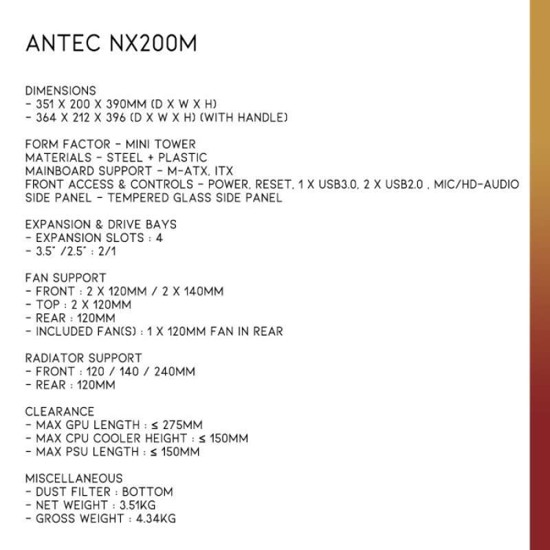 Jual ANTEC NX200M | NX Series-Mid Tower Gaming Case di Seller Nano ...