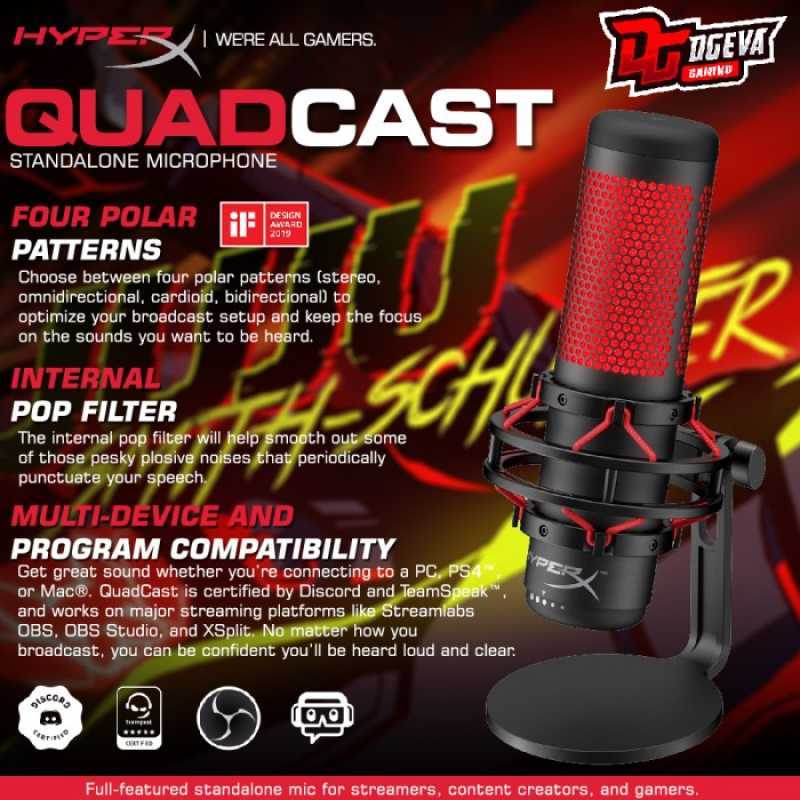 Promo HyperX Quadcast USB Condenser Gaming Microphone - Recording ...