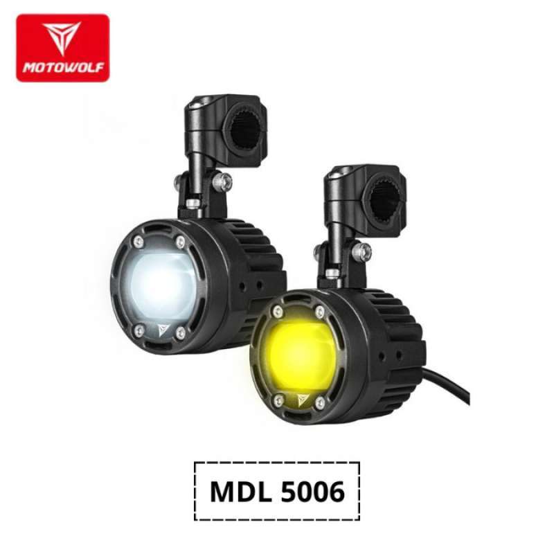 Jual Lampu Tembak LED Motor Kuning Putih Motowolf 65W Lampu Super ...