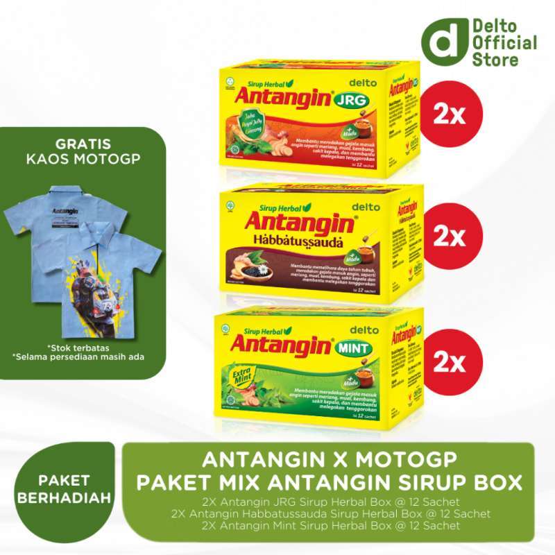 Promo [antangin X Motogp] Paket Mix Antangin Sirup Box Gratis Kaos - L ...