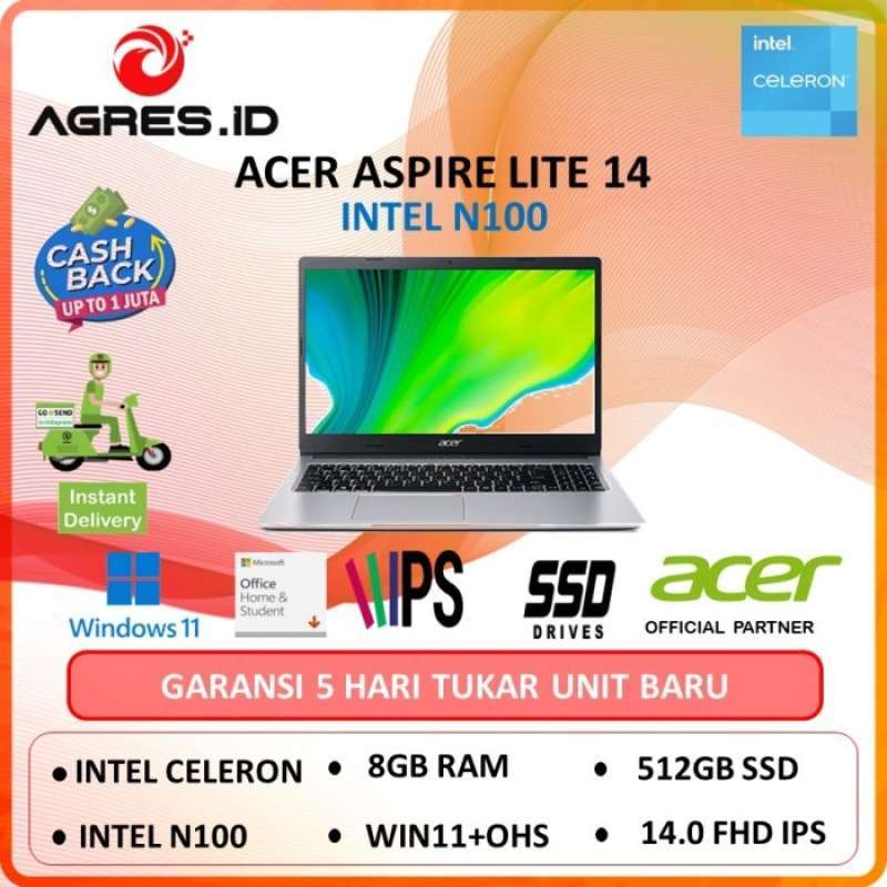 Jual ACER Aspire Lite 14 AL14-31P Intel N100 8GB 512G 14 IPS WUXGA W11 ...