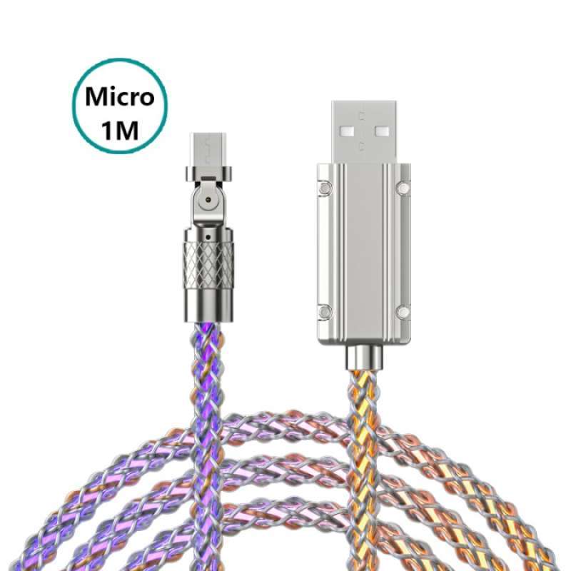 Promo 180 ROTATE RGB 120W USB A TO USB TYPE C ELBOW DATA CABLE FAST ...