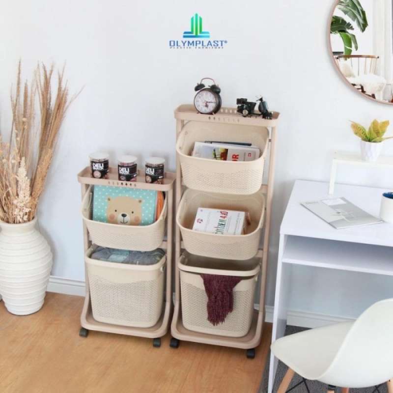Promo Olymplast OFT Laundry Basket Flexible Trolley Rak Keranjang Susun ...