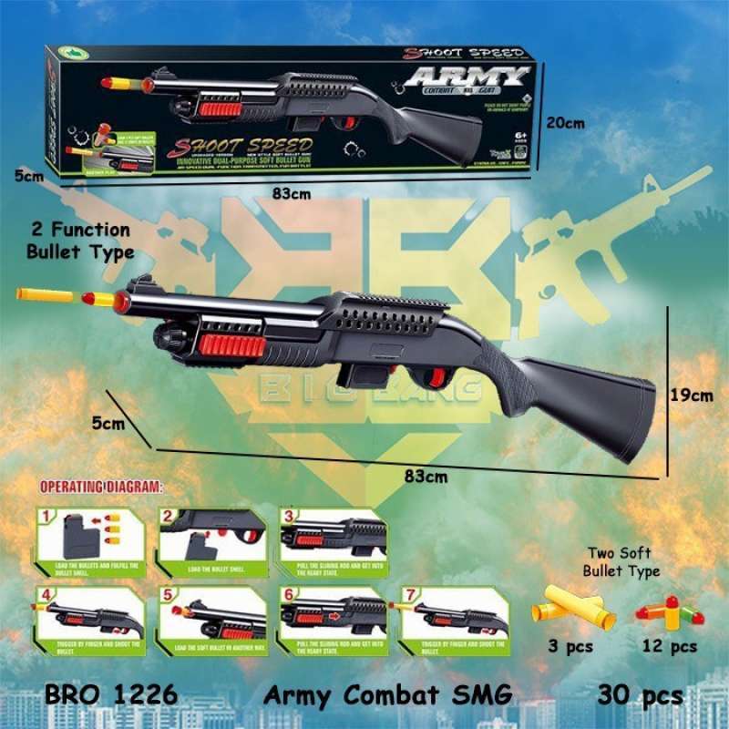 Promo Pistol Mainan Shotgun Peluru Busa Soft BulletBRO1226 Diskon 9% di ...